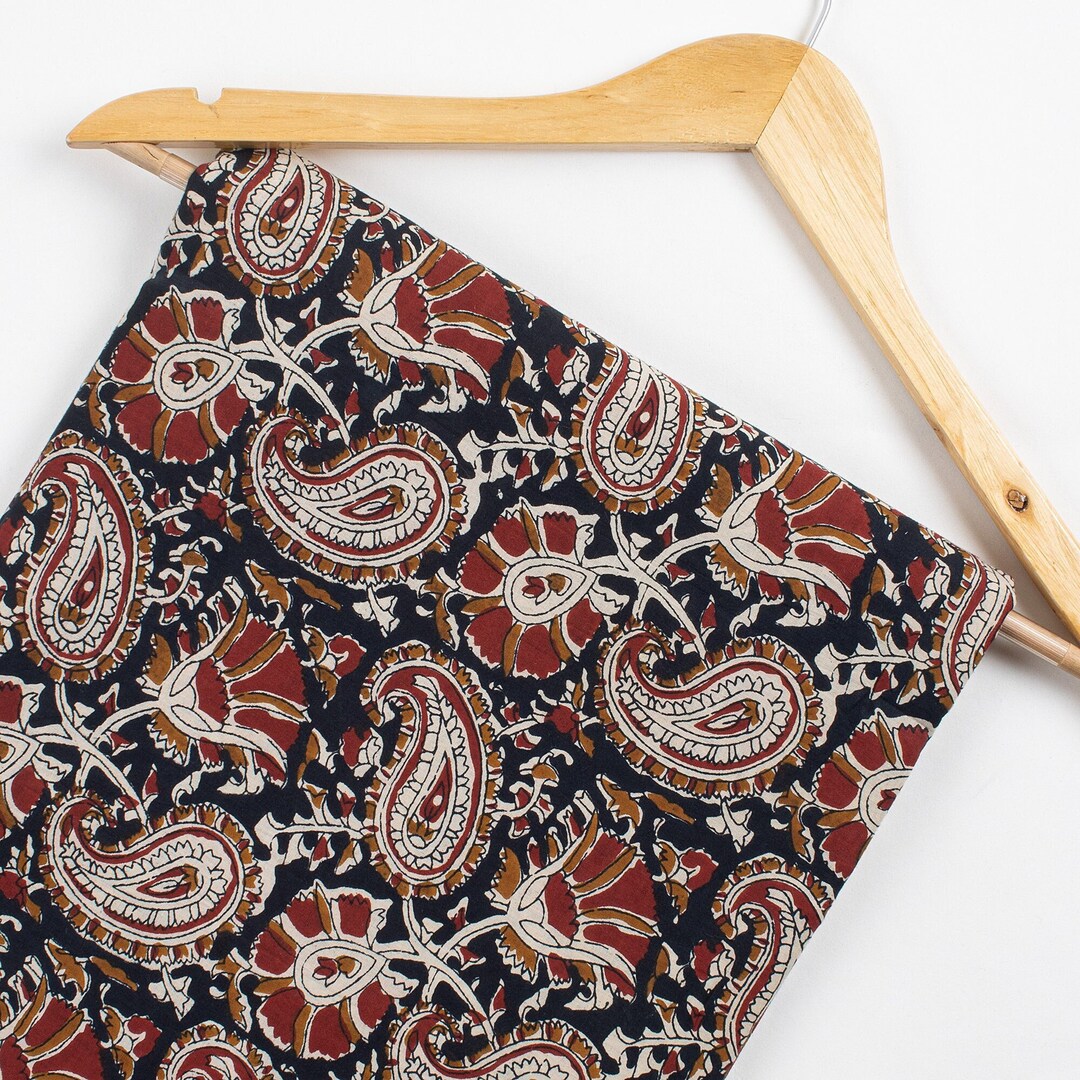 Block Print Fabric Cotton Fabric, India Flower Print Running Fabric ...