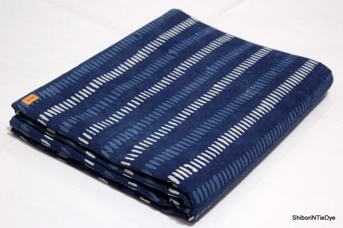 Indian Fabric Indigo Blue Hand Block Printed Natural Vegetable Dye Pure ...