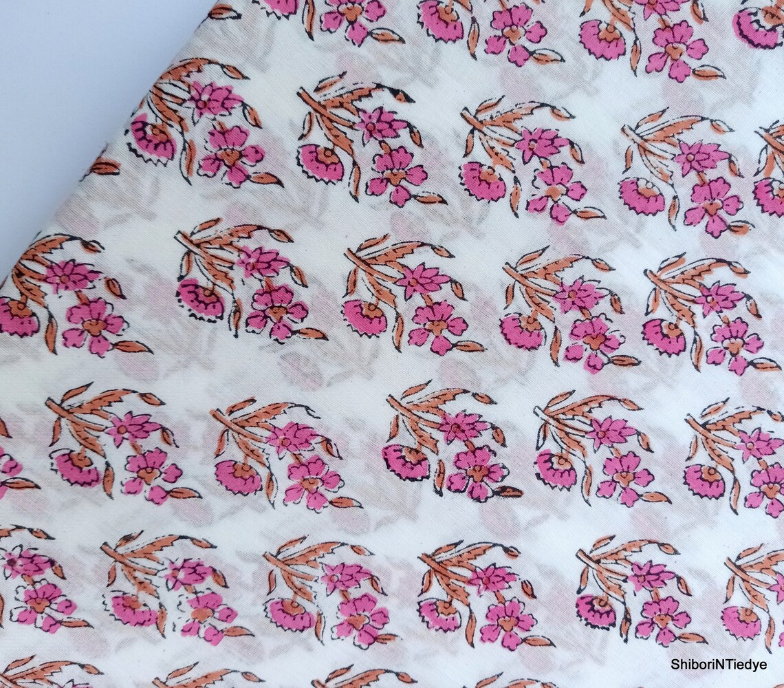 Cotton Voile Fabric by the Yard Block Printed Fabric Sewing - Etsy