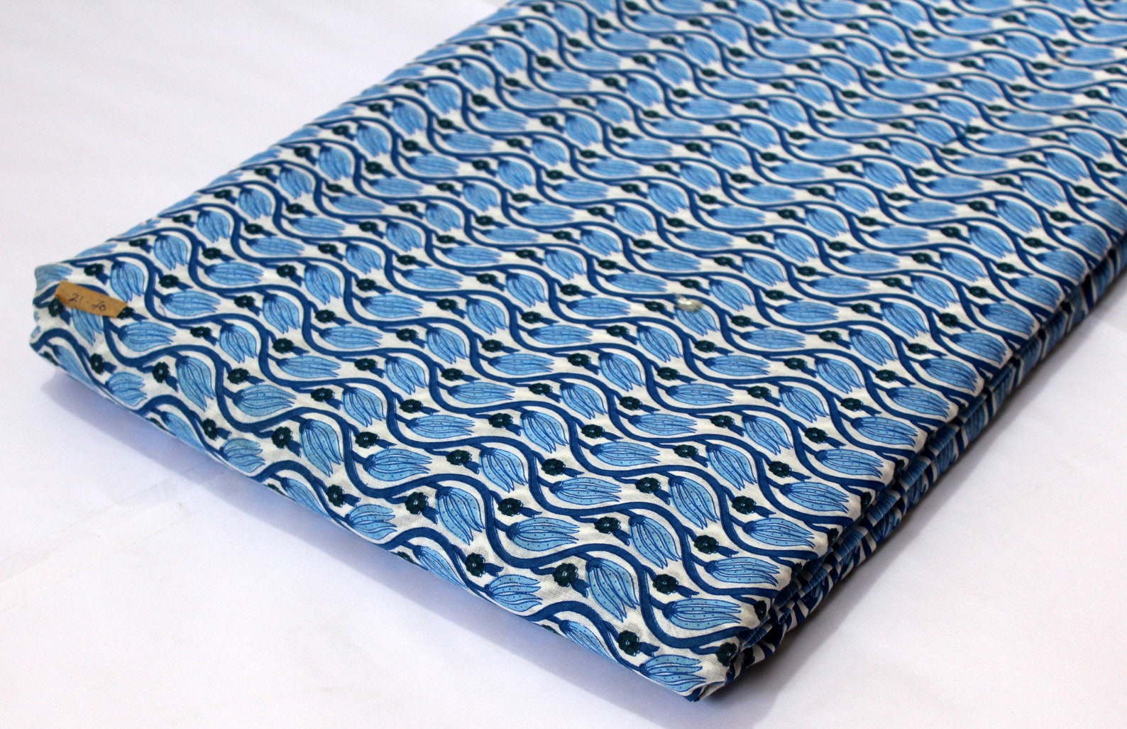 Blue Floral Print Fabric Clothing Fabric Cotton Block Print Fabric ...
