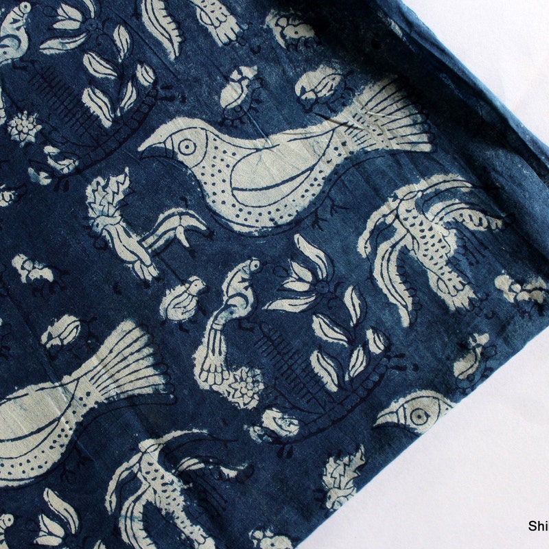 Birds Block Print Fabric - Etsy