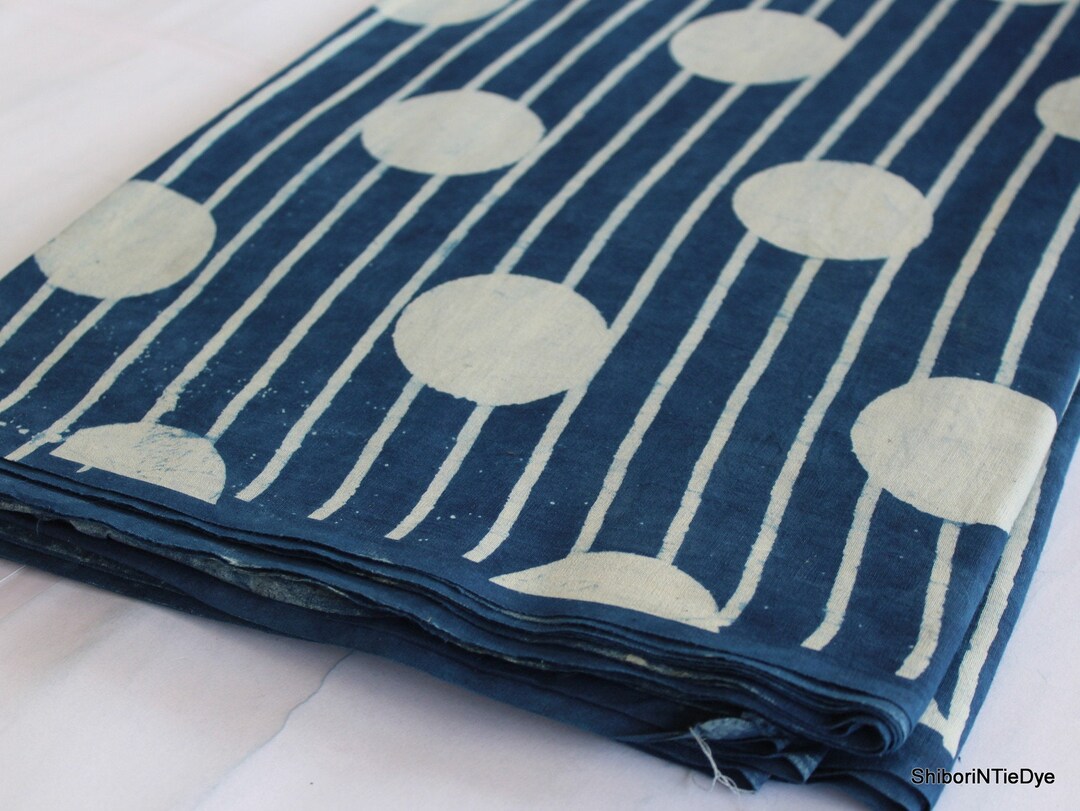 Cotton Block Print Fabric India Kaftan Indigo Natural Color Indian ...