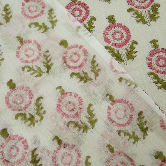 Hand Block Print Fabric Floral Print Indian Cotton Fabric - Etsy