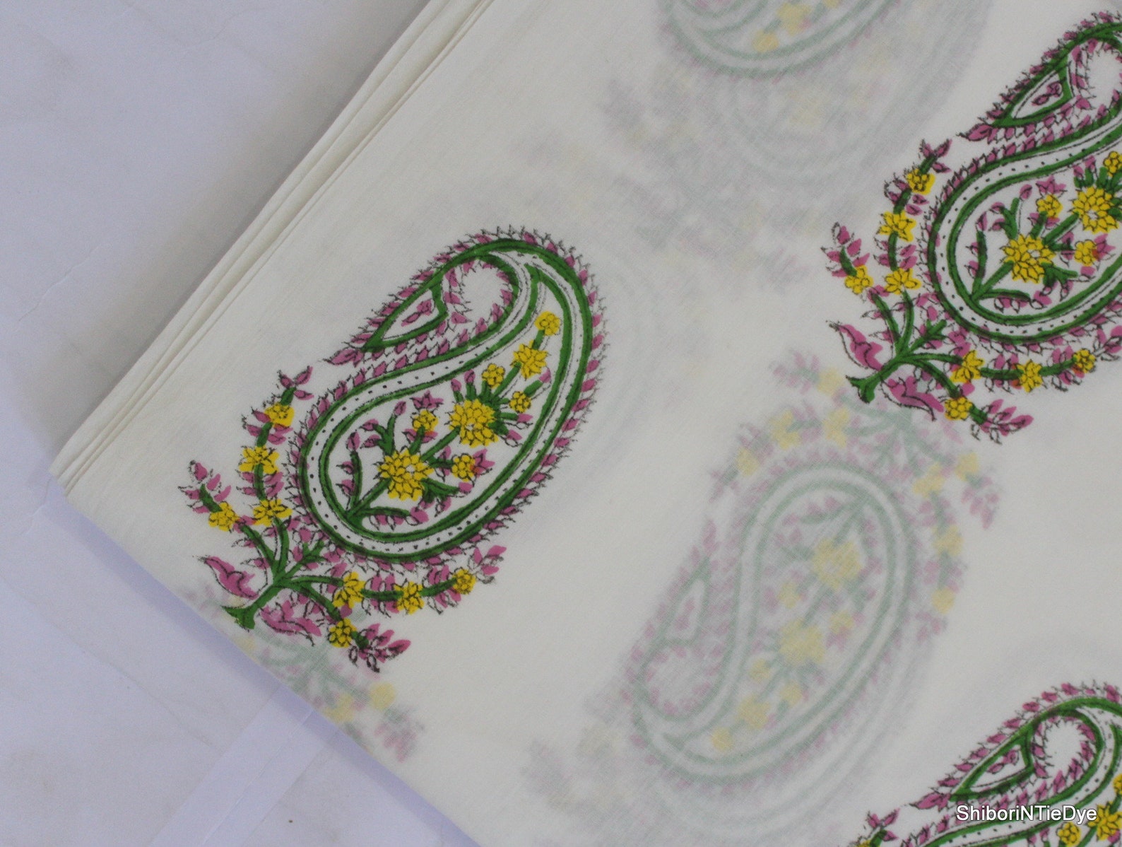 Paisley Print Fabric Cotton India Block Print Dress Fabric Hand Printed ...