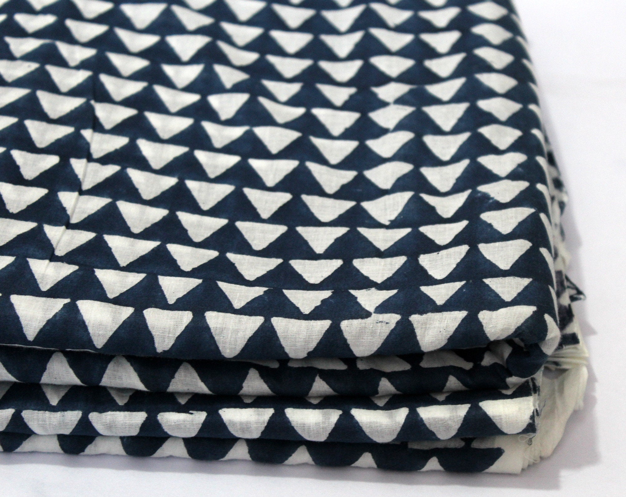 Blue White Fabric Triangle Print Fabric Indian Cotton Fabric - Etsy