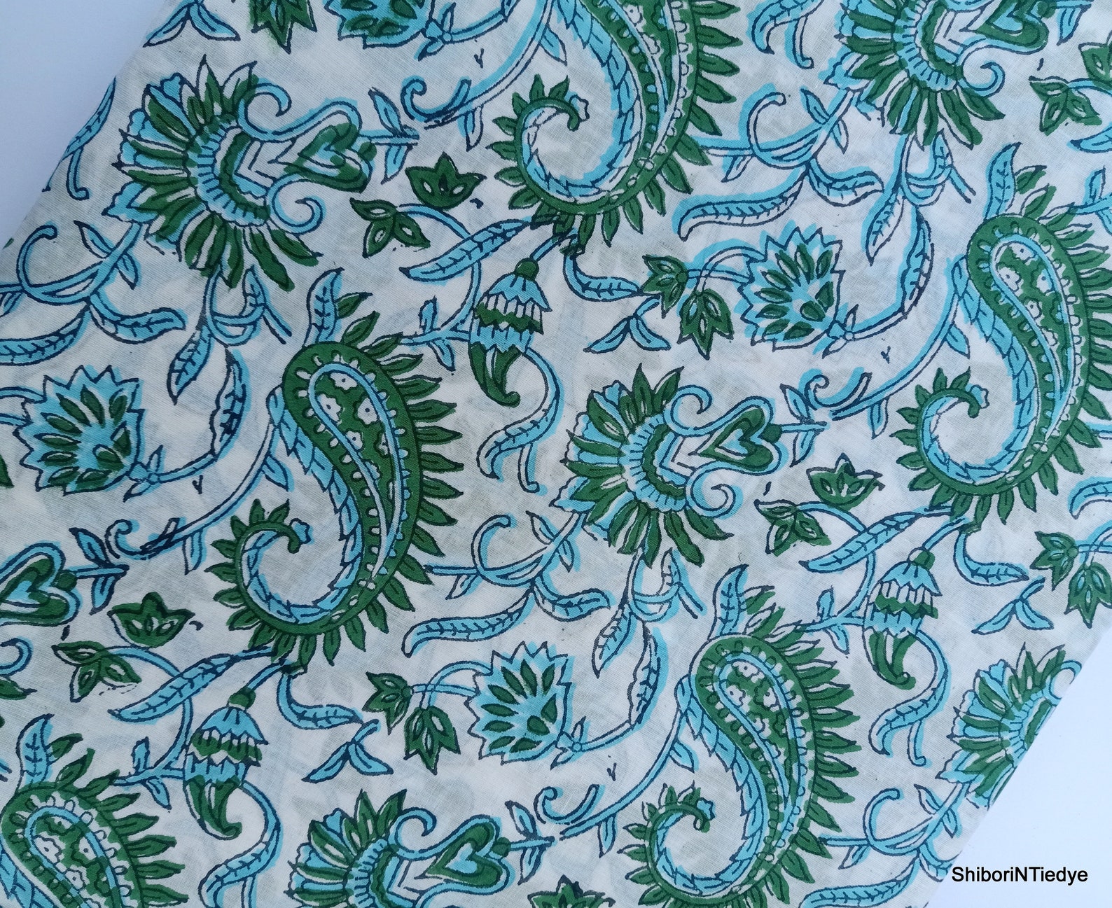Paisley Print Fabric Indian Block Print Cotton Fabric Jaipuri Soft ...