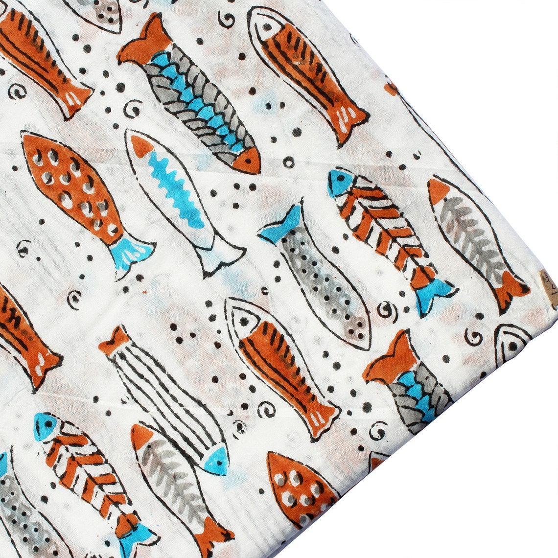 Fish Print Fabric by the Yard 100% Cotton Indian Fabric - Etsy