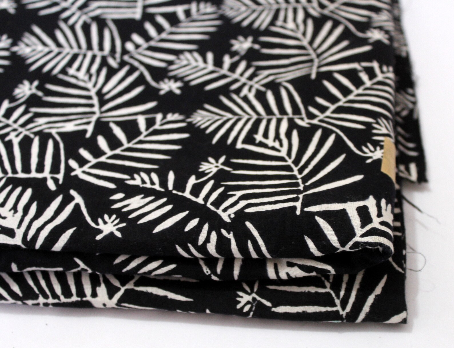 Black Print Fabric Hand Block Cotton Fabric, Black and White Indian ...