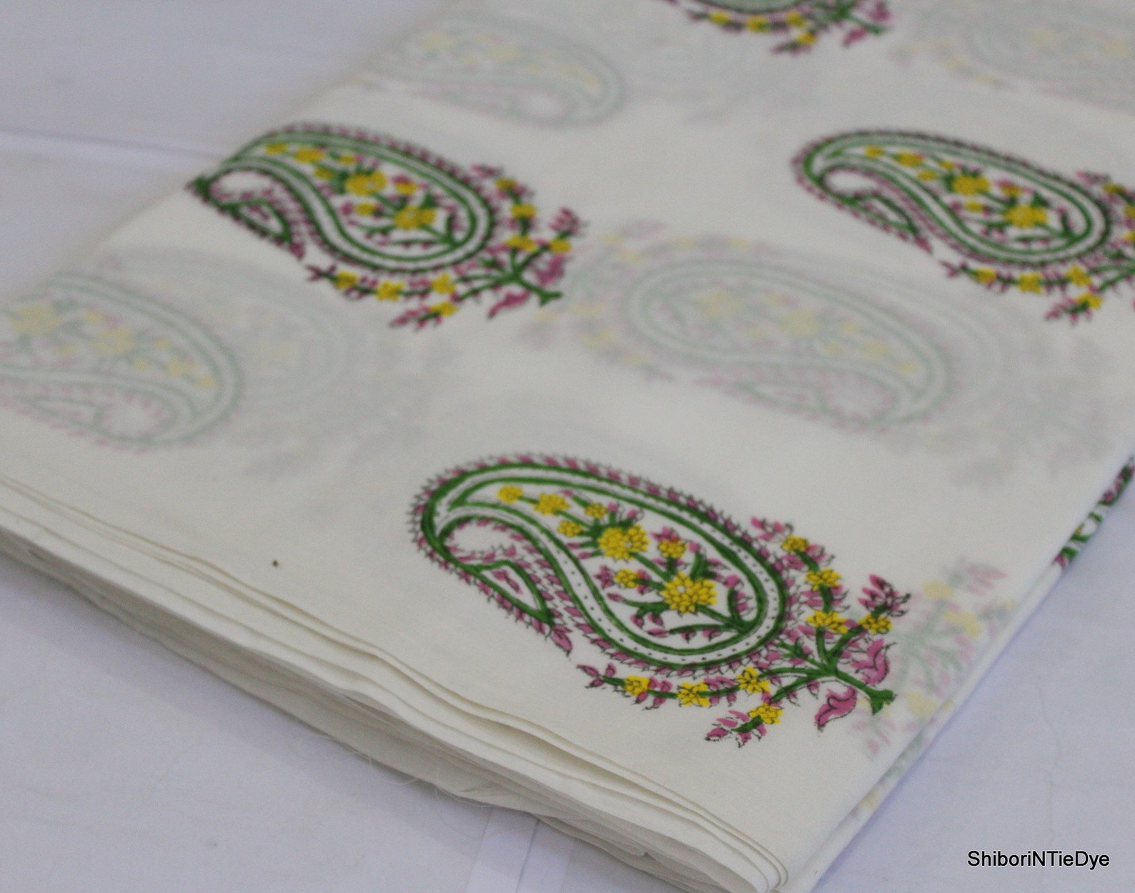 Paisley Print Fabric Cotton India Block Print Dress Fabric Hand Printed ...