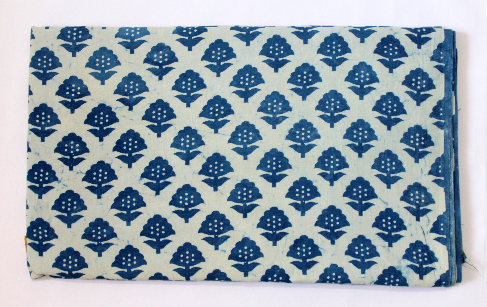 Indigo Blue Cotton Fabric Dabu Hand Block Printed Natural Vegetable Dye ...