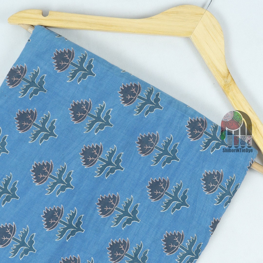 Floral Print Fabric Block Print Dress Fabric Hand Printed - Etsy