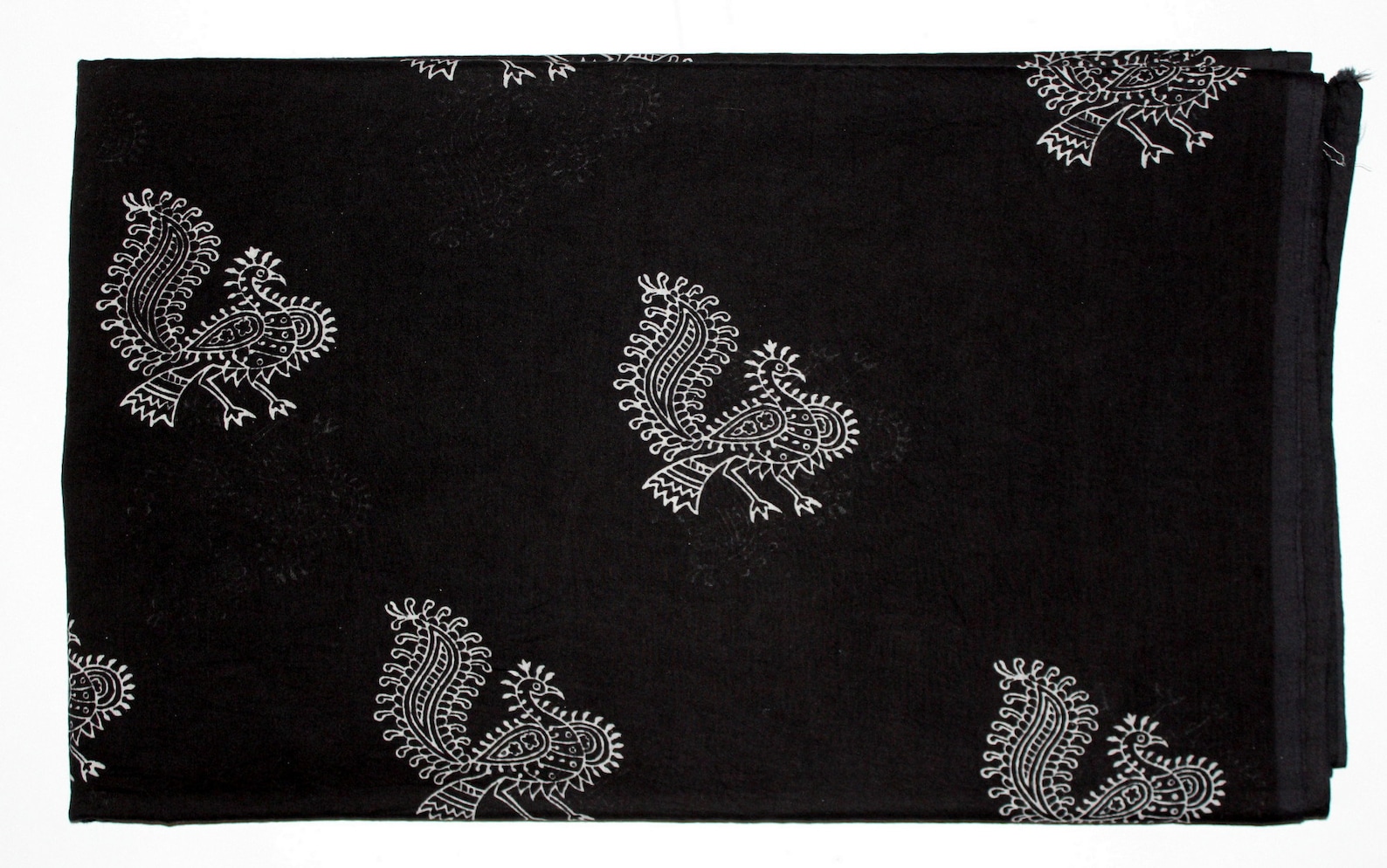 Peacock Block Print Fabric Black Cotton Fabric Birds Printed Soft ...