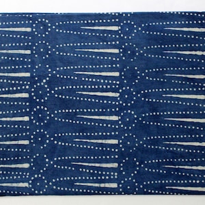 Blue Block Print Fabric Cotton by the Yard Fabric Hand Dyed Blue Fabric ...