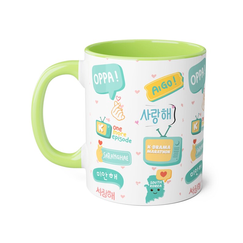 Kdrama Mug | Oppa | Saranghae | Aigo | Accent Colorful Mugs, 11oz - Etsy