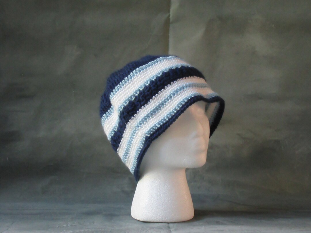 Adult Blue Striped Beanie - Etsy