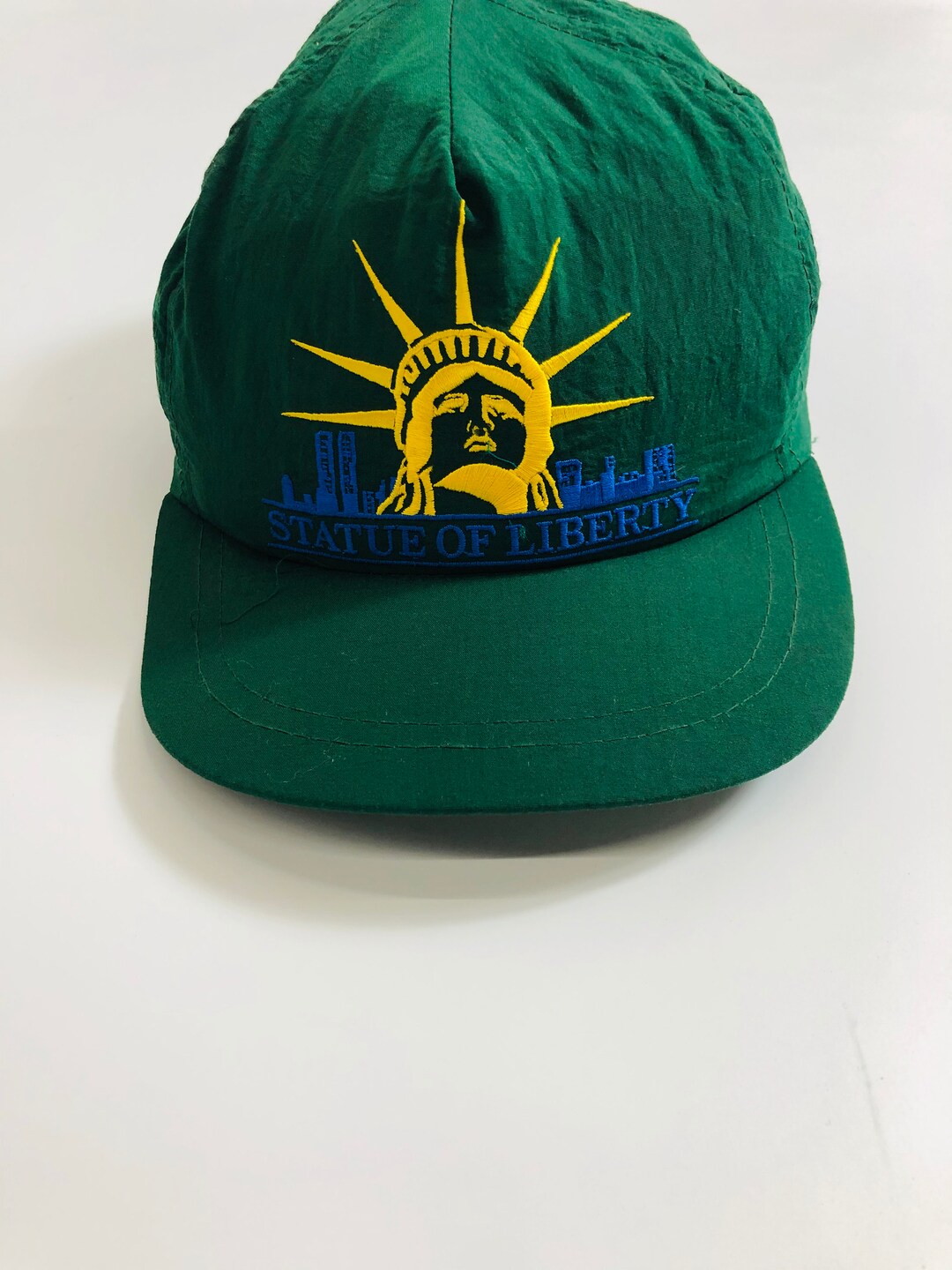 Vintage Statue of Liberty Hat Green Yellow Made in USA Big Log Trucker ...