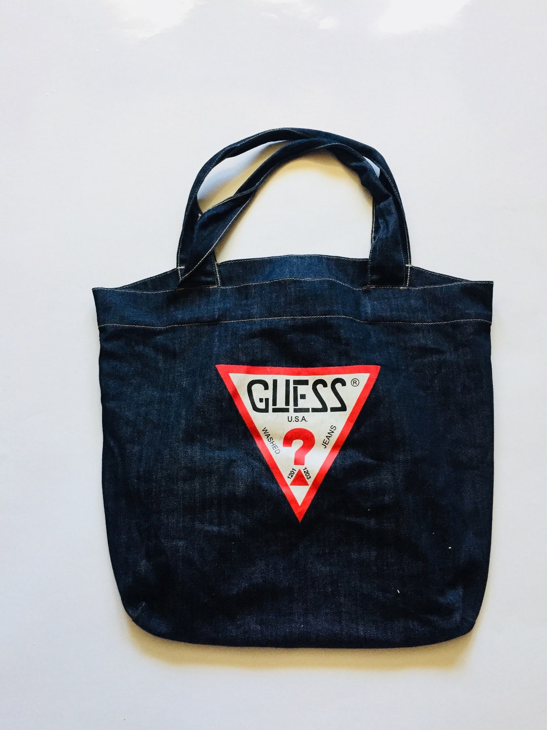 Vintage Guess Tote Denim Bag Purse Side Red White Blue Bag - Etsy