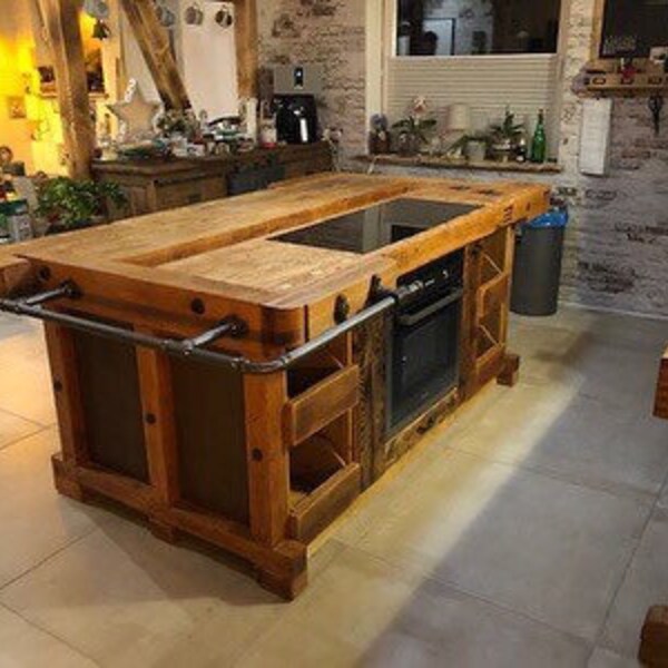 Industrial Kitchen Island - Etsy