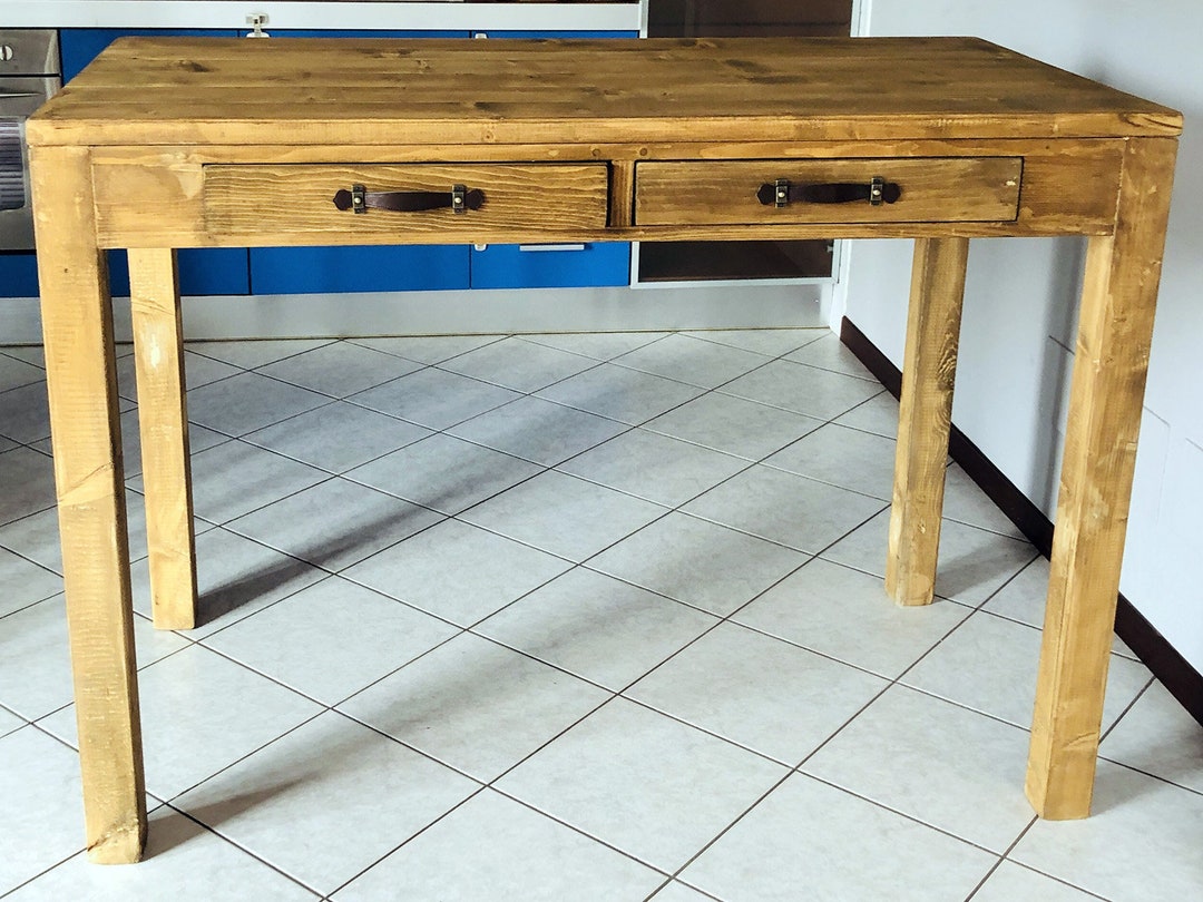 Raised Table Kitchen Island Console Style COUNTRY Solid Wood - Etsy