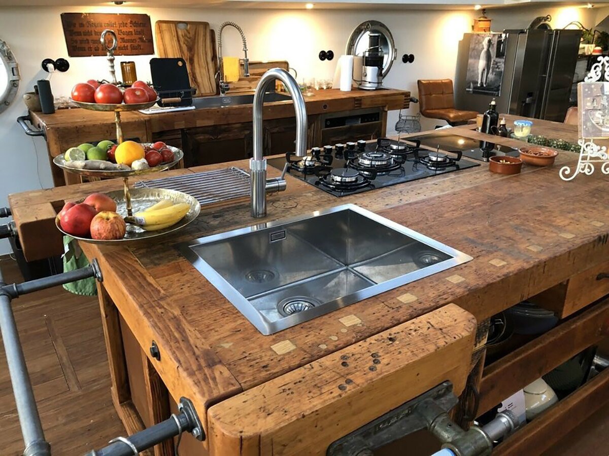 INDUSTRIAL Style Kitchen Island Entirely in Solid Wood - Etsy