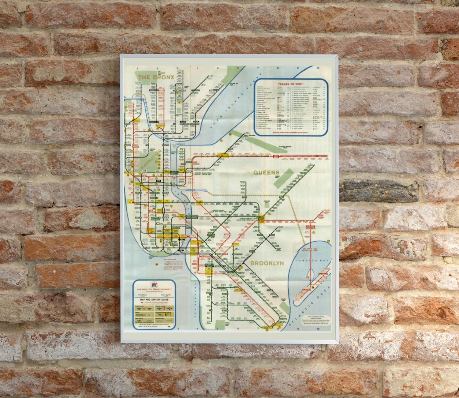 Vintage NYC Subway Map Poster, Matte Vertical Wall Art, Retro City ...