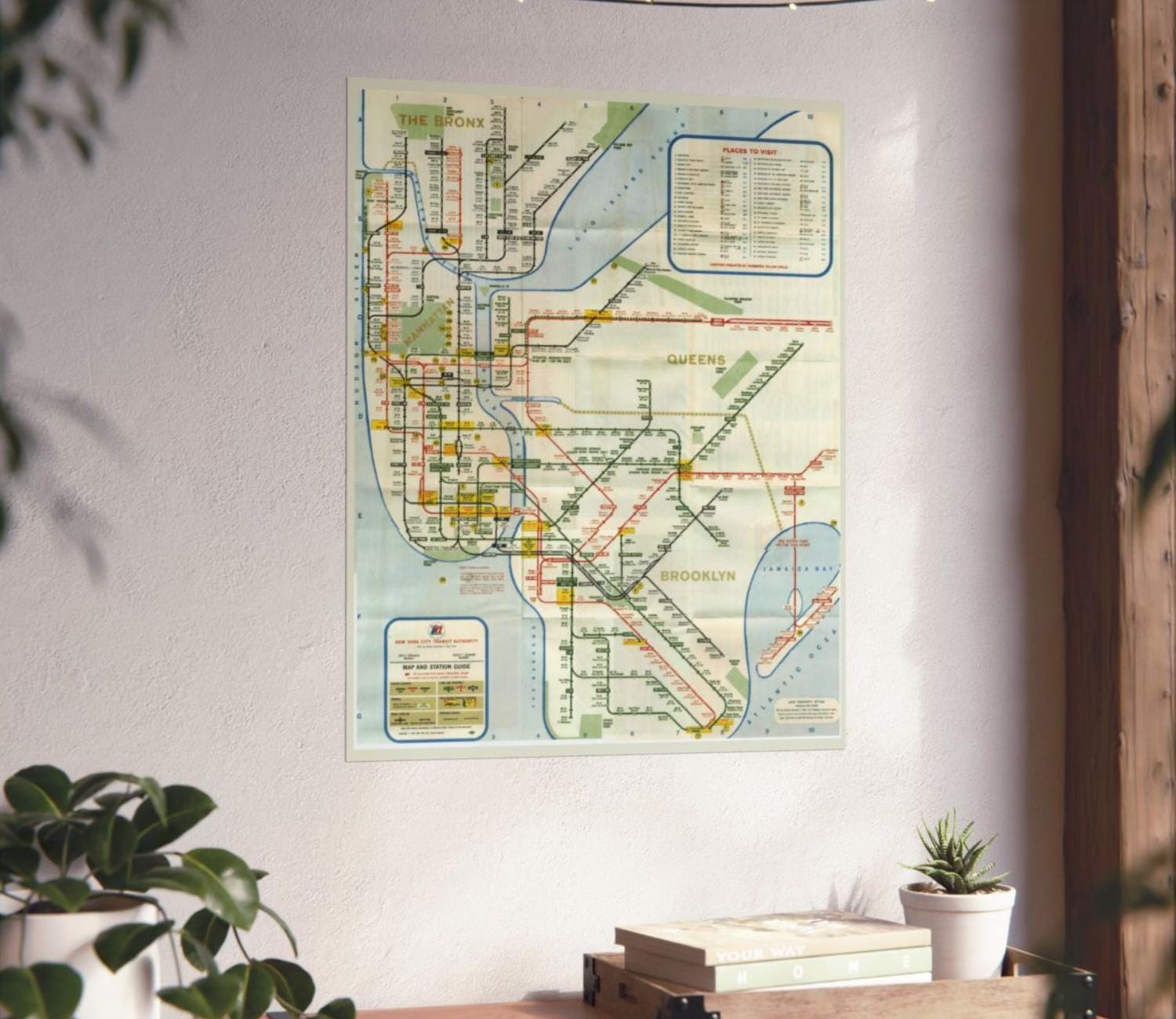 Vintage NYC Subway Map Poster, Matte Vertical Wall Art, Retro City ...