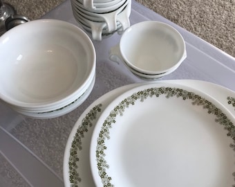 Vintage Corelle Corningware Spring Blossom Green 10 1/4" Dinner Plate ...