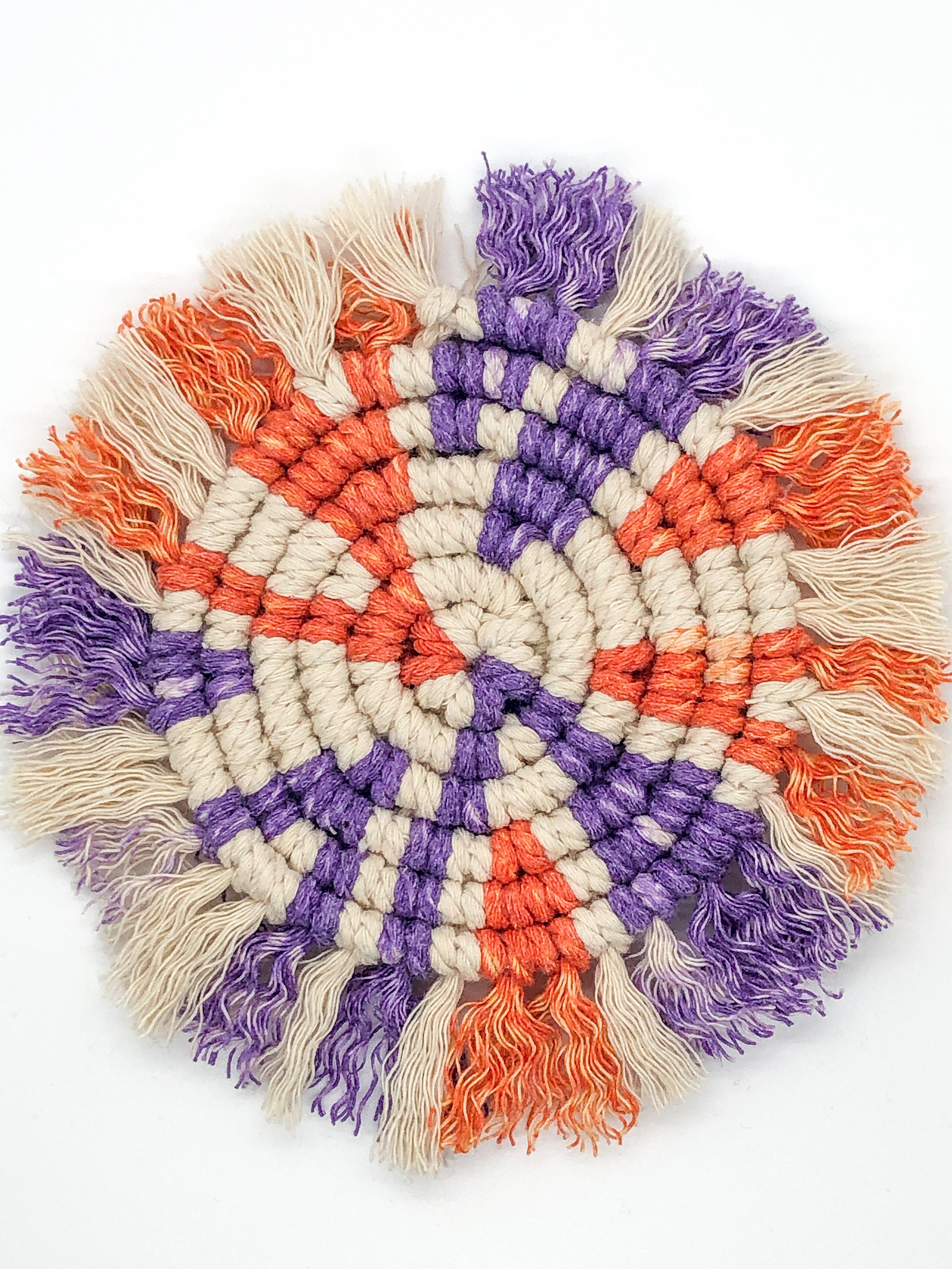 Bohemian Macrame Coasters, Colorful Candle Coaster, Farmhouse Halloween ...