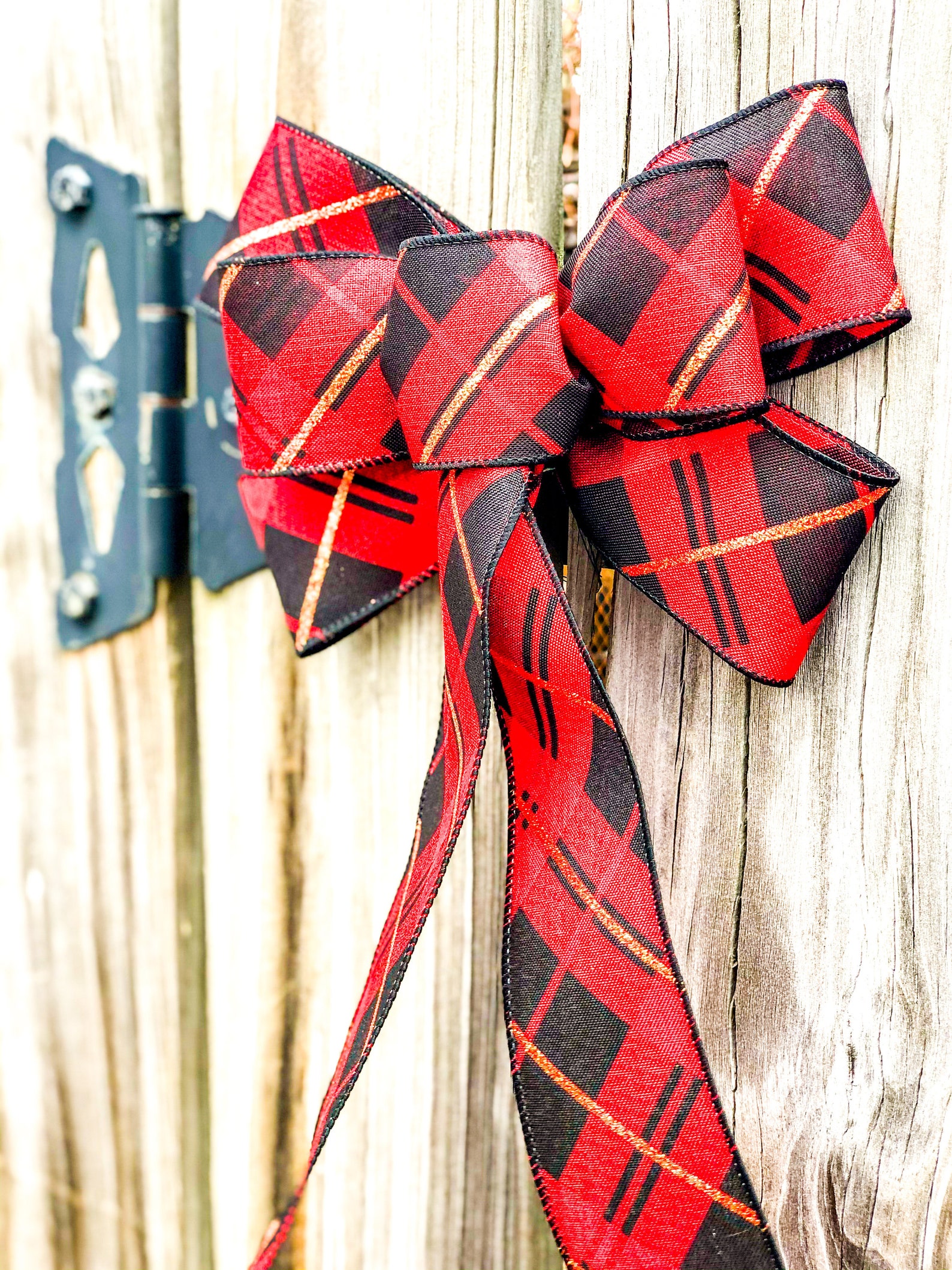 Handmade Wired Ribbon Bow Plaid Ribbon Bow Holiday Wreath - Etsy