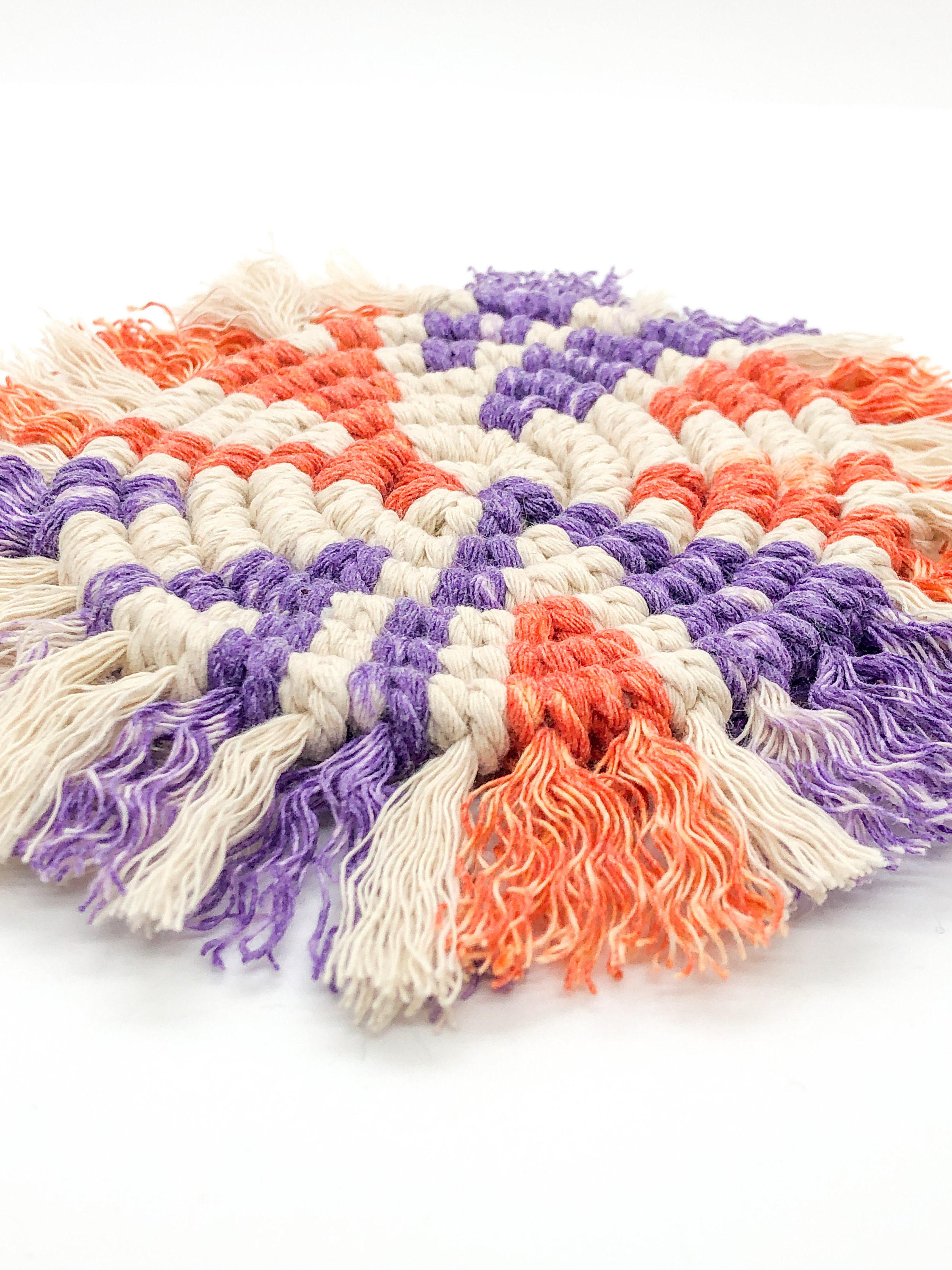 Bohemian Macrame Coasters Colorful Candle Coaster Farmhouse - Etsy UK