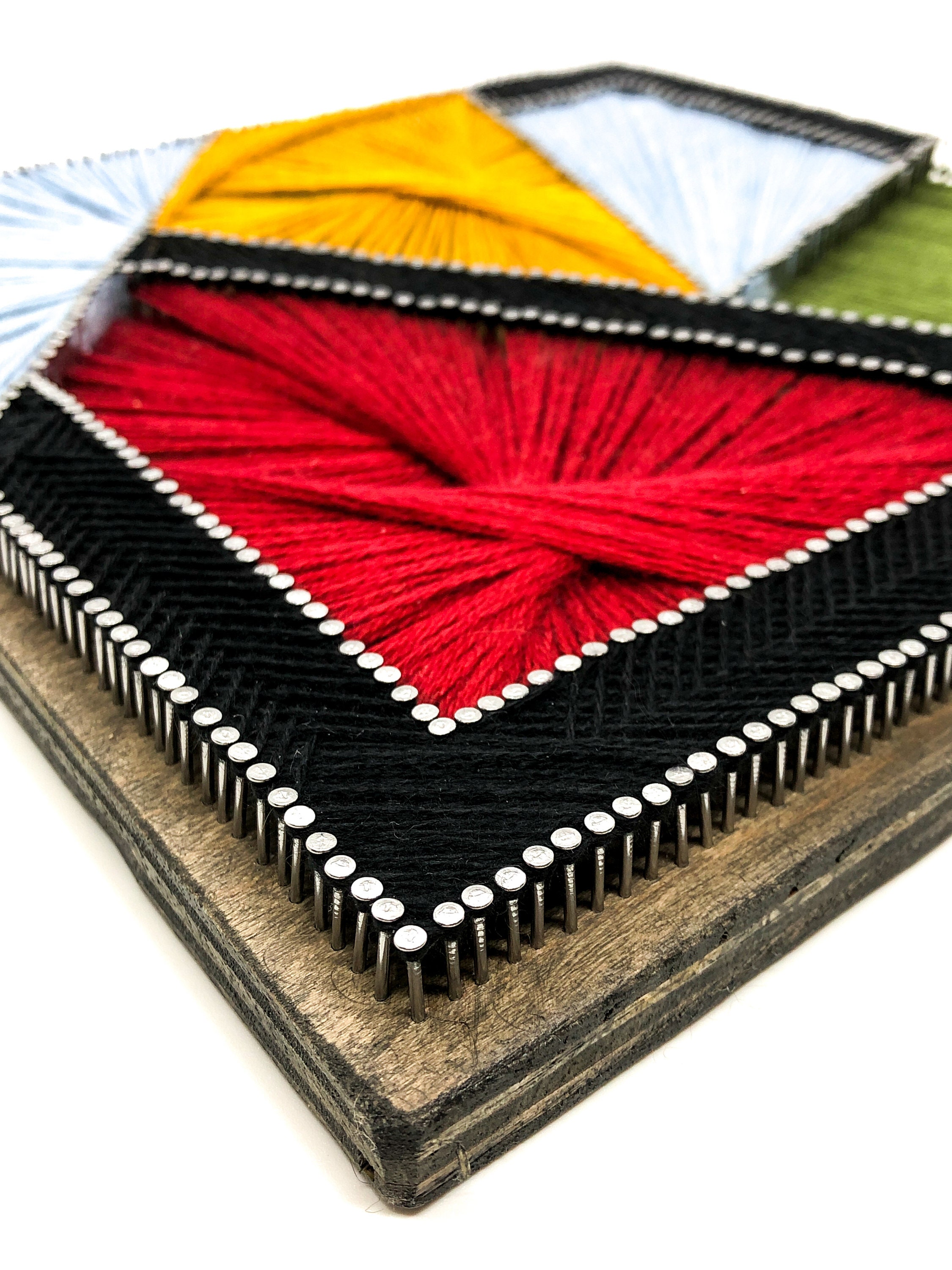 Colorful Abstract Luxury Boho String Art, Color Block Wall Sculpture ...