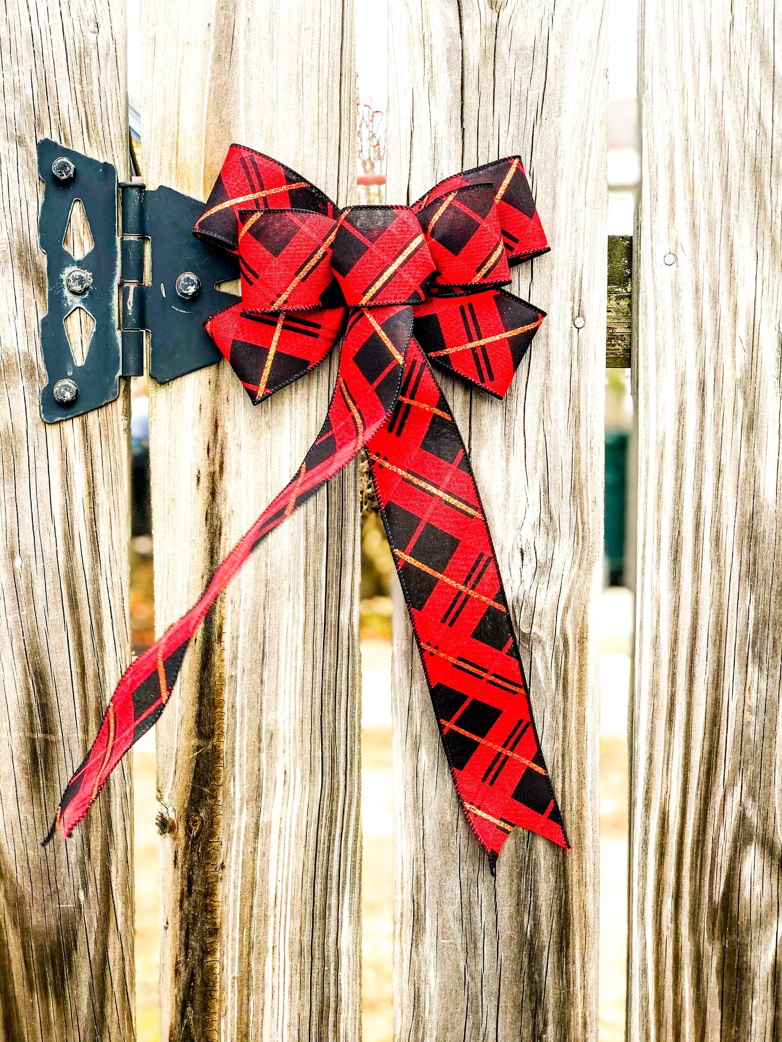 Handmade Wired Ribbon Bow, Plaid Ribbon Bow, Holiday Wreath Bow - Etsy