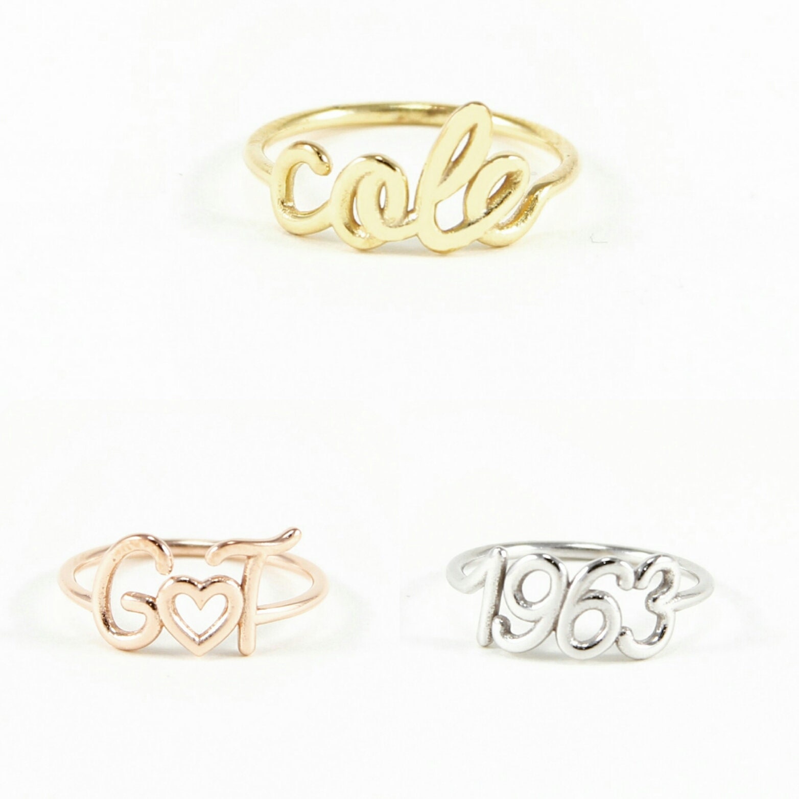 14k Solid Gold Custom Name Ring - Personalized Gold Name Ring - Etsy