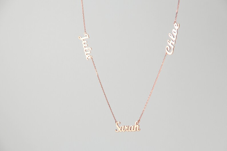 Silver Three Names Necklace - Custom Name Necklace - Etsy
