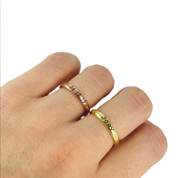 Custom Name Ring Hollow Stainless Steel Letter Engraved