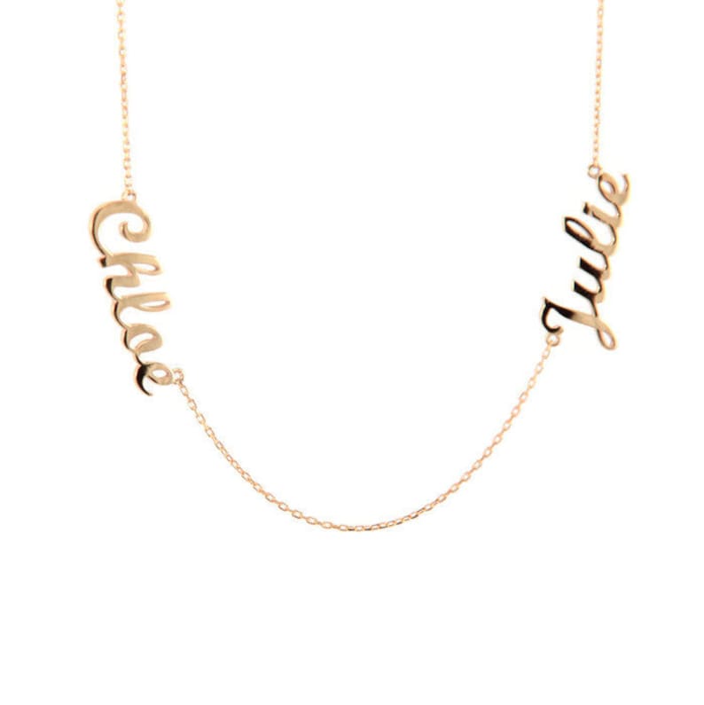 14k Gold Two Names Necklace Gold Custom Name Necklace | Etsy