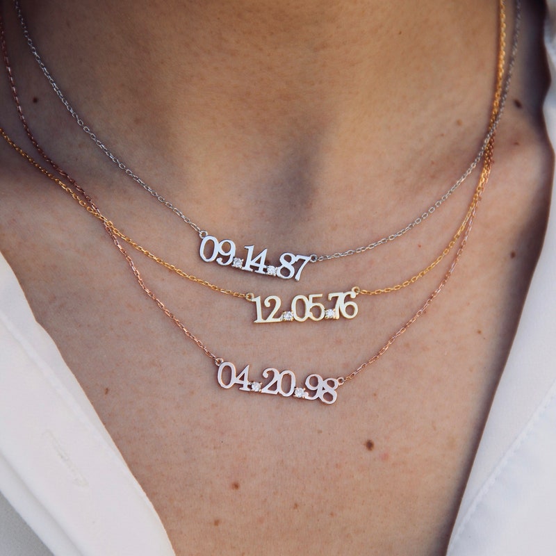 Birth Date Necklace - Etsy