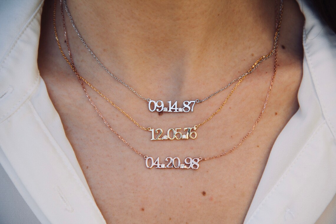 Custom Date Necklace Personalized Numeral Necklace - Etsy