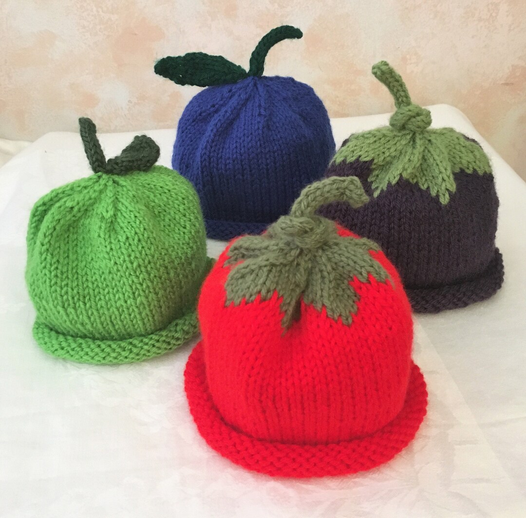 Baby Fruit and Veggie Hats for 1 to 3 Months, Hand Knitted - Etsy