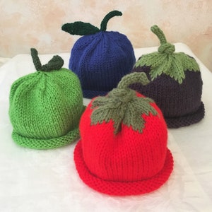 Baby Fruit and Veggie Hats for 1 to 3 Months, Hand Knitted - Etsy