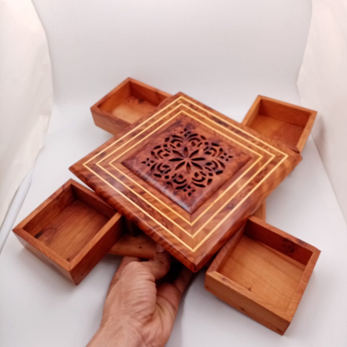 Large Handmade Secret Opening Wooden Jewelry Boxsecret - Etsy