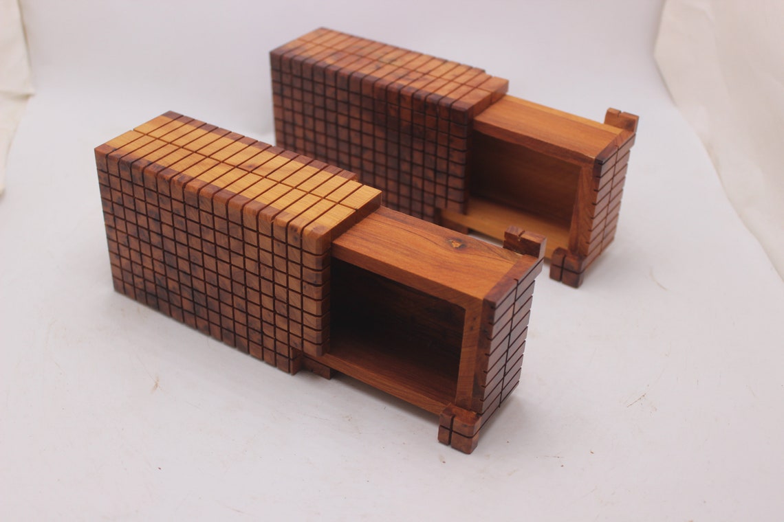 Set of 2 GREAT Puzzle Box,secret Jewelry Wooden Box Case,secret LOCK ...