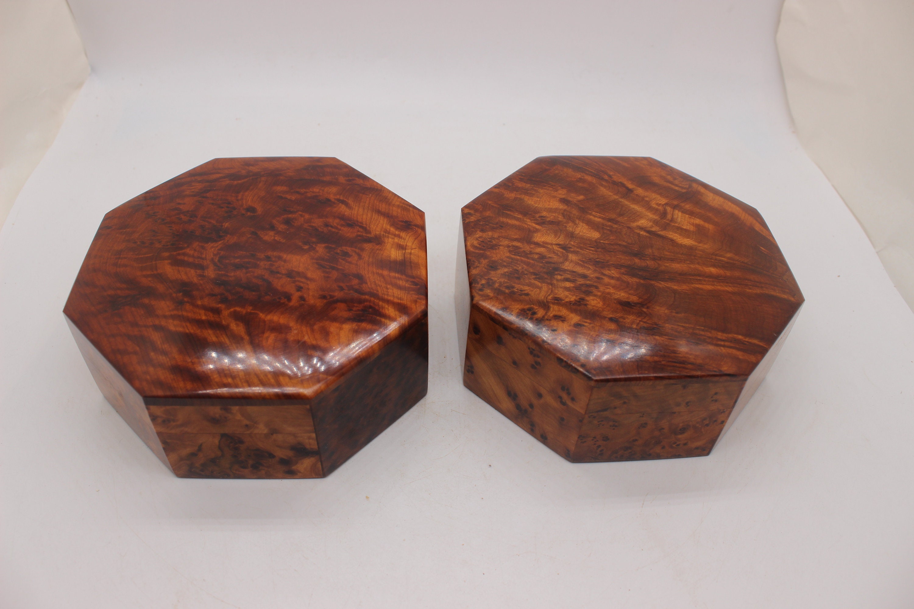 Set of 2 Wooden Jewelry Octagonal Box Made of Thuya Burl Wood | Etsy