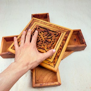 Handmade Secret Opening Wooden Jewelry Box,unique Trinket Box,burl ...