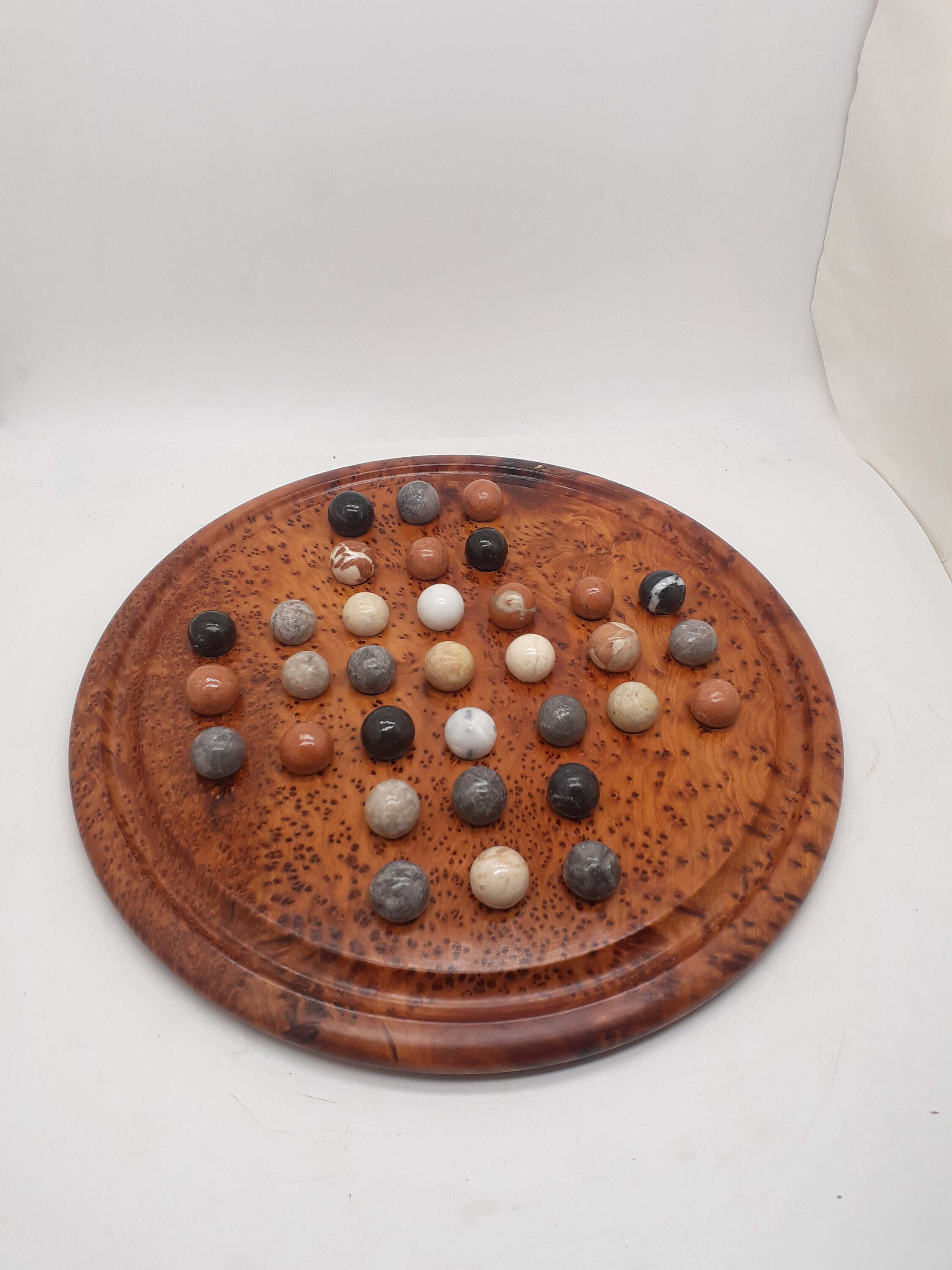 Large Beautiful Handmade Wooden Solitaire Game With Marble | Etsy