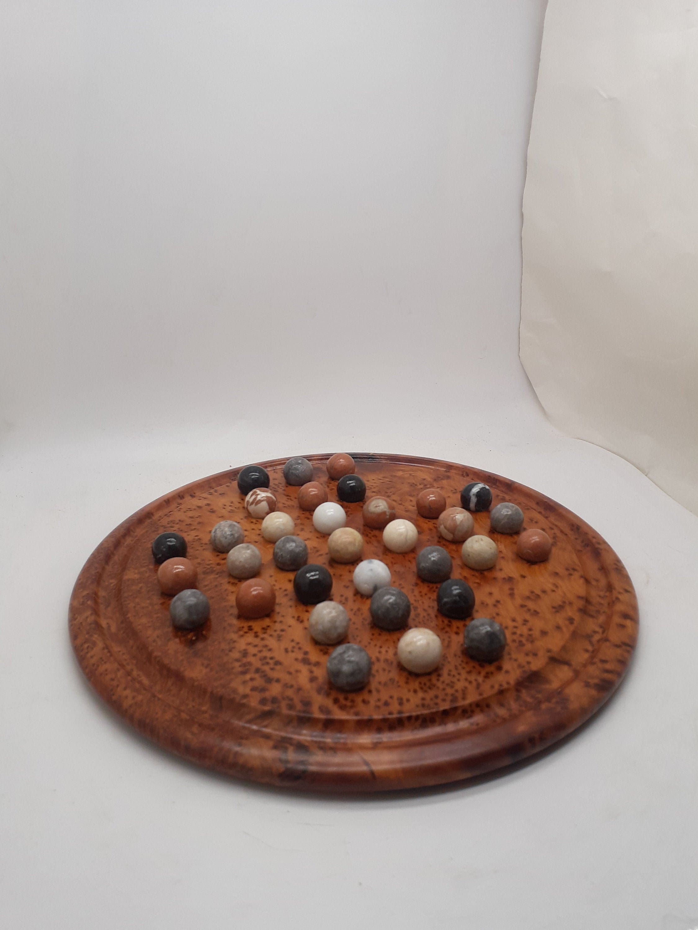 Large Beautiful Handmade Wooden Solitaire Game With Marble | Etsy