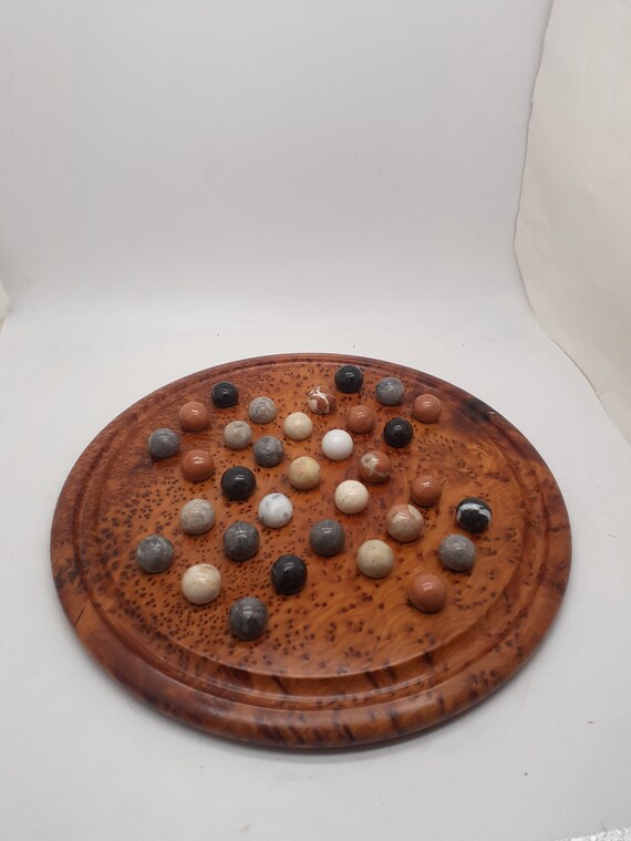 Large Beautiful Handmade Wooden Solitaire Game With Marble | Etsy