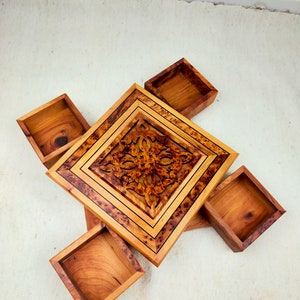 Handmade Secret Opening Wooden Jewelry Box,unique Trinket Box,burl ...