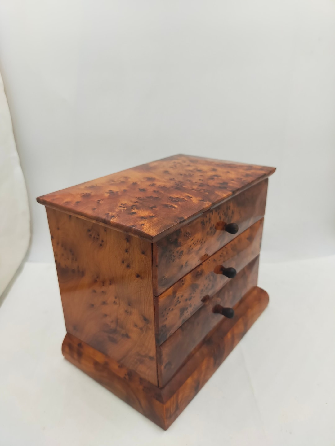 Great Handmade Wooden Jewelry Box With Three Drawers, Large Jewelry Box ...