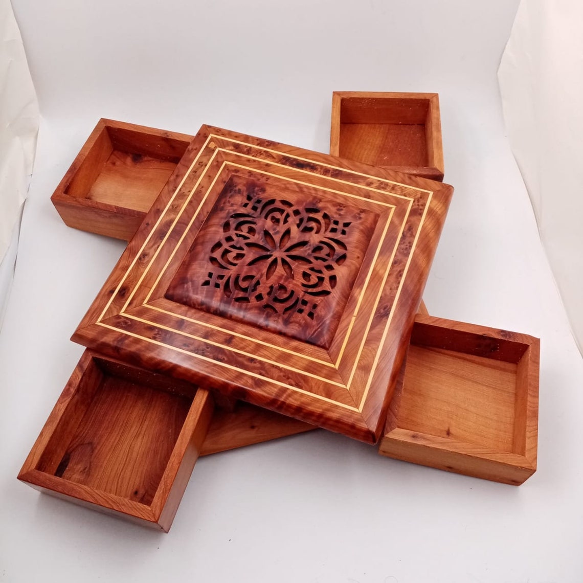 Large Handmade Secret Opening Wooden Jewelry Boxsecret - Etsy